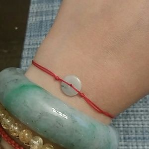 Handmade | Jewelry | Natural Jadeite Jade Donut Red String Bracelet ...